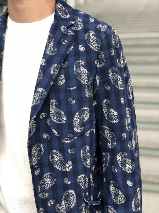 Indigo Check Discharge Print Paisley｜ビームス 梅田｜BEAMS